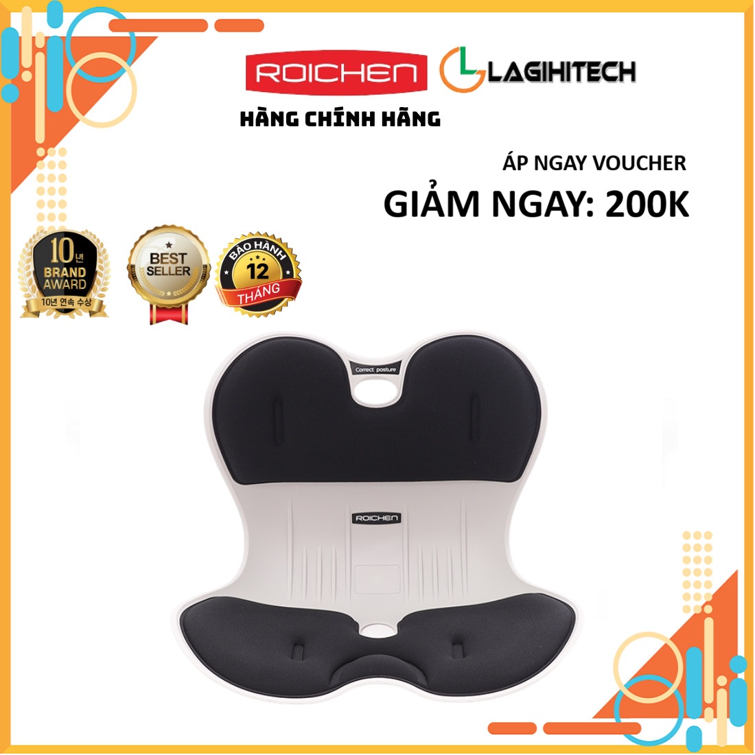 Ghế Chỉnh Dáng Ngồi Đúng Roichen Hàn Quốc Dùng Cho Nam, Nữ - Hàng Chính ...