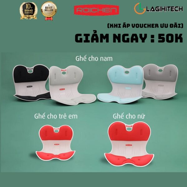 Ghế Chỉnh Dáng Ngồi Đúng Roichen Hàn Quốc Dùng Cho Nam, Nữ - Hàng Chính ...