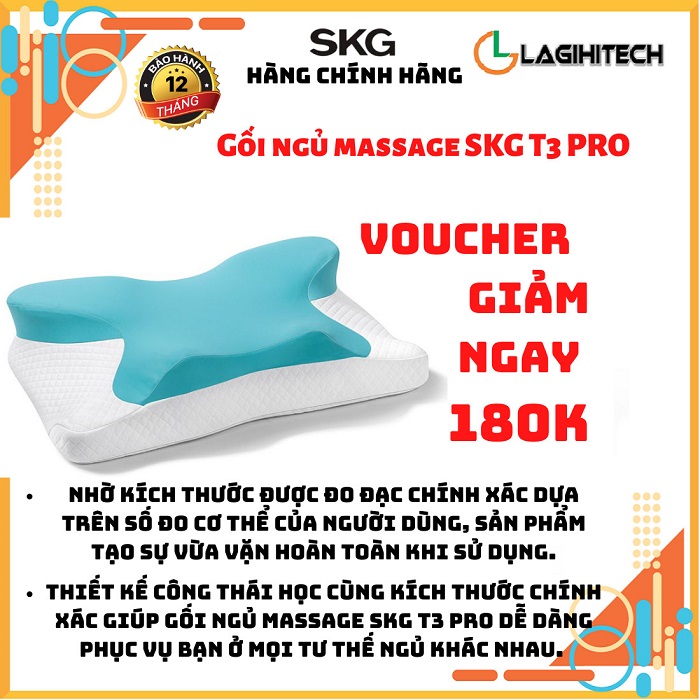 Gối Ngủ Massage SKG T3 PRO (Hàng Chính Hãng) | LagiHitech.vn