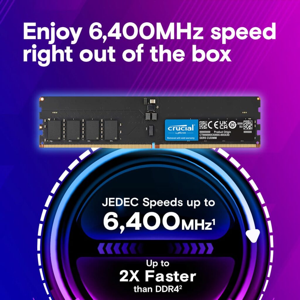 RAM PC DDR5 Crucial 64GB Bus 6400 CT64G64C52CU5 | LagiHitech.vn
